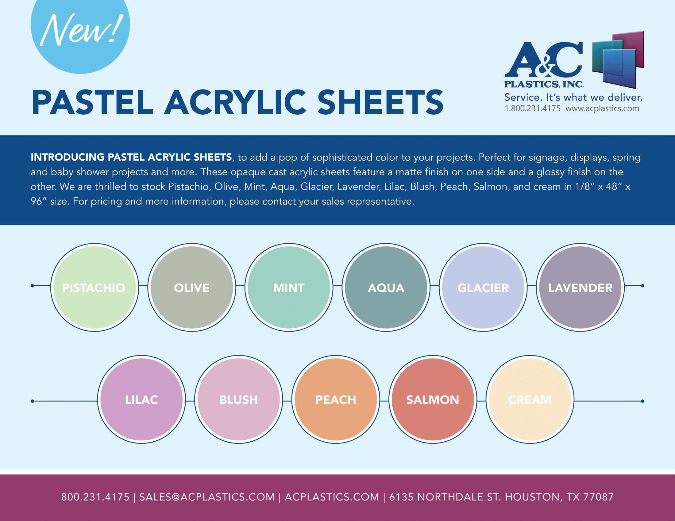 Pastel Acrylic Sheets | A&C Plastics